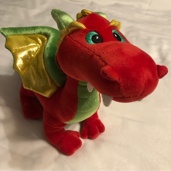 Aurora | Toys | Roaring Red Green And Gold Stuffed Dragon | Poshmark
